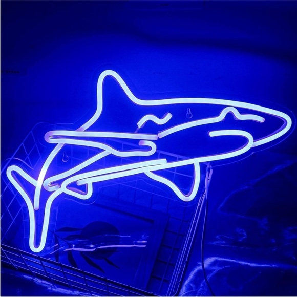 Urban Outfitters | Wall Decor | Neon Blue Shark Ocean Animal Kidsboys ...